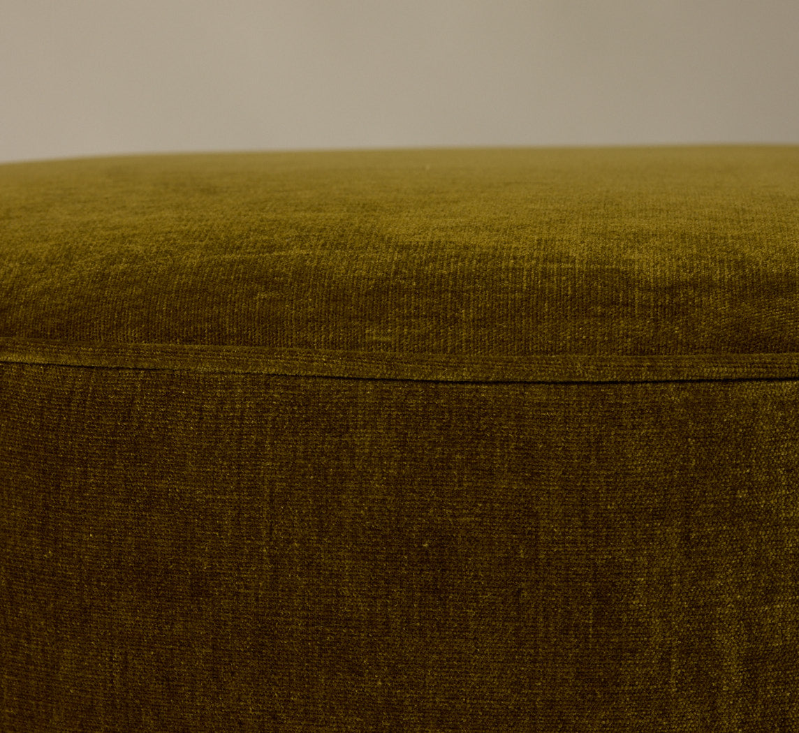 PIERCE & WARD CIRCLE OTTOMAN IN OLIVE CHENILLE – Pierce & Ward