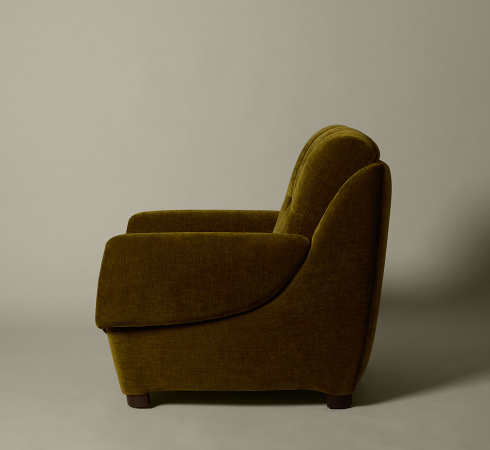 PIERCE & WARD VITTI CHAIR IN OLIVE GREEN CHENILLE – Pierce & Ward