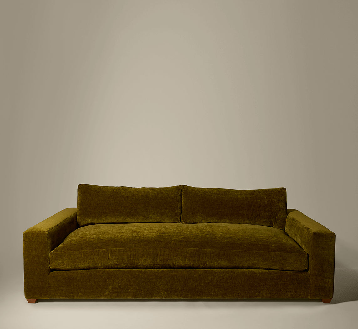 PIERCE & WARD SUNDAY SOFA IN OLIVE CHENILLE – Pierce & Ward